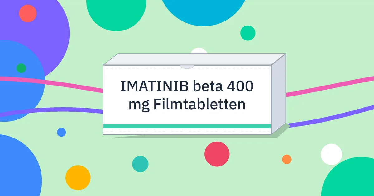 Symbolbild: Packung mit der Aufschrift IMATINIB beta 400 mg Filmtabletten (PZN 00233744) – Verfügbarkeit und Bezug in Apotheken in Frankfurt am Main