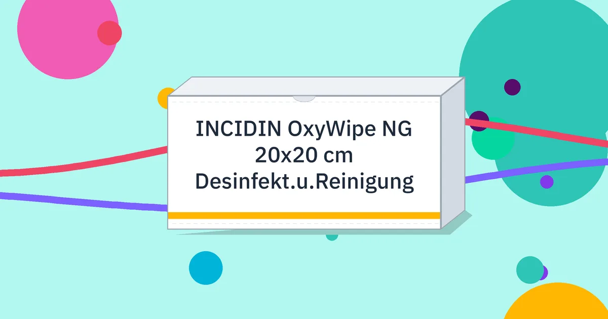 Symbolbild: Packung mit der Aufschrift INCIDIN OxyWipe NG 20x20 cm Desinfekt.u.Reinigung (PZN 18037475) – Verfügbarkeit und Bezug in Apotheken in Frankfurt am Main