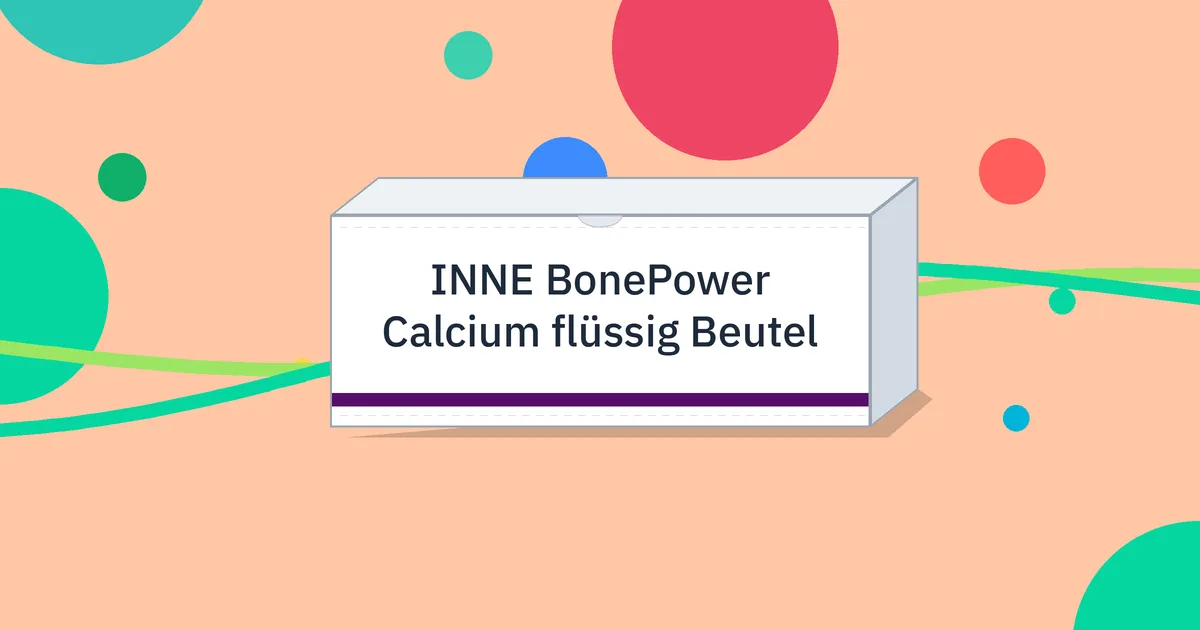 Symbolbild: Packung mit der Aufschrift INNE BonePower Calcium flüssig Beutel (PZN 20022156) – Verfügbarkeit und Bezug in Apotheken in Frankfurt am Main