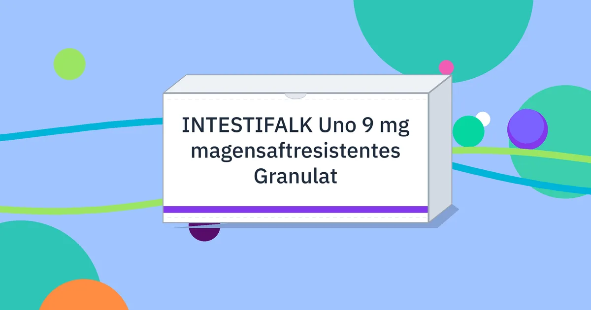 Symbolbild: Packung mit der Aufschrift INTESTIFALK Uno 9 mg magensaftresistentes Granulat (PZN 11691332) – Verfügbarkeit und Bezug in Apotheken in Frankfurt am Main
