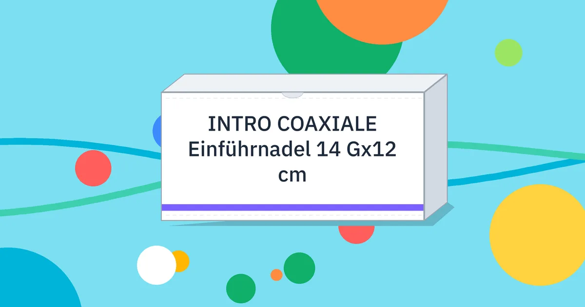 Symbolbild: Packung mit der Aufschrift INTRO COAXIALE Einführnadel 14 Gx12 cm (PZN 16918697) – Verfügbarkeit und Bezug in Apotheken in Frankfurt am Main
