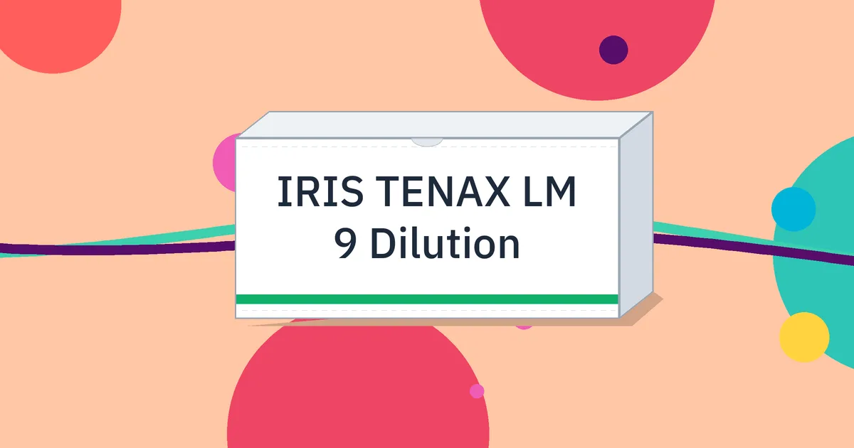 Symbolbild: Packung mit der Aufschrift IRIS TENAX LM 9 Dilution (PZN 12914314) – Verfügbarkeit und Bezug in Apotheken in Frankfurt am Main