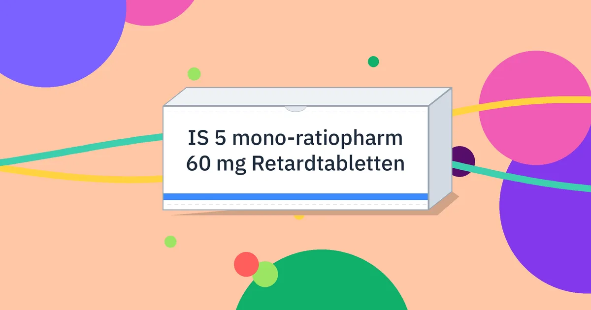 Symbolbild: Packung mit der Aufschrift IS 5 mono-ratiopharm 60 mg Retardtabletten (PZN 09002710) – Verfügbarkeit und Bezug in Apotheken in Frankfurt am Main