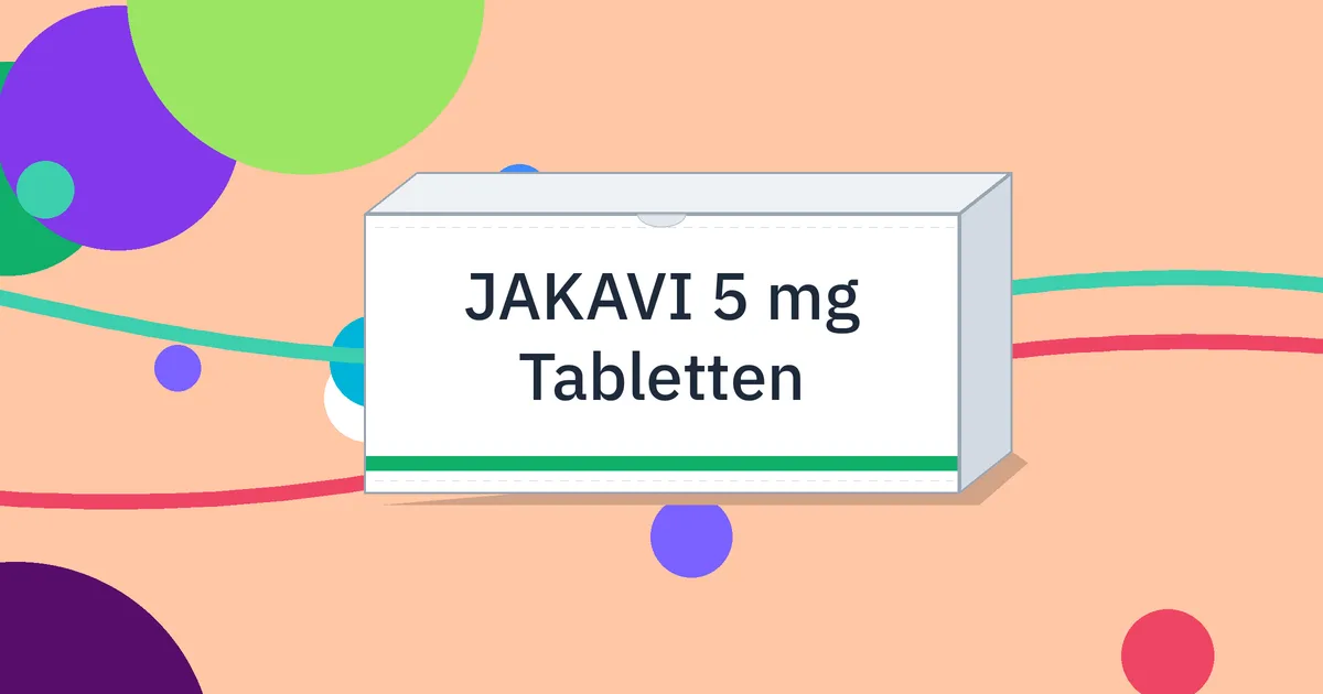 Symbolbild: Packung mit der Aufschrift JAKAVI 5 mg Tabletten (PZN 20401178) – Verfügbarkeit und Bezug in Apotheken in Frankfurt am Main