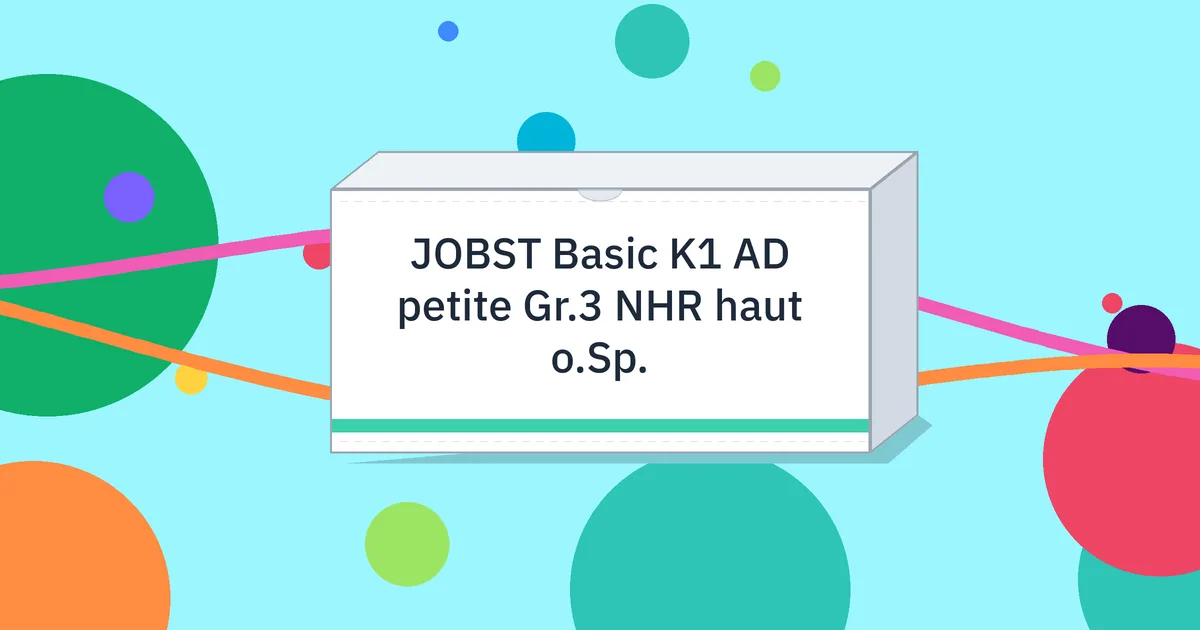 Symbolbild: Packung mit der Aufschrift JOBST Basic K1 AD petite Gr.3 NHR haut o.Sp. (PZN 15312900) – Verfügbarkeit und Bezug in Apotheken in Frankfurt am Main
