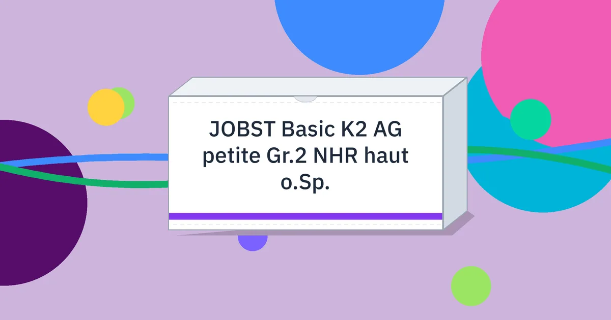 Symbolbild: Packung mit der Aufschrift JOBST Basic K2 AG petite Gr.2 NHR haut o.Sp. (PZN 11249352) – Verfügbarkeit und Bezug in Apotheken in Frankfurt am Main