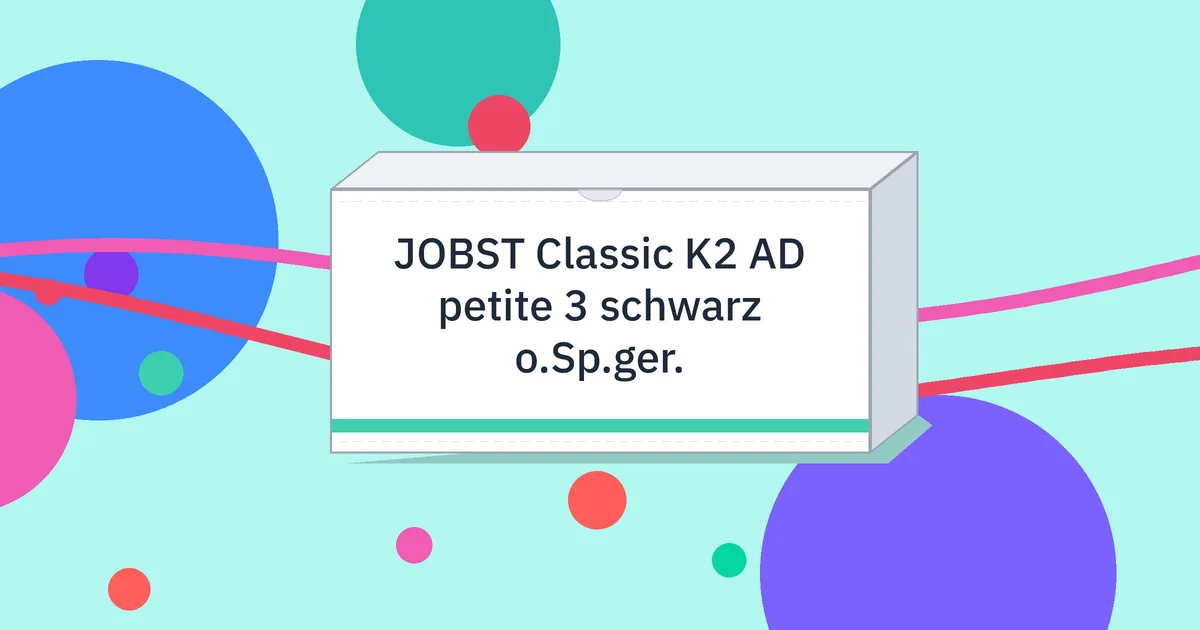 Symbolbild: Packung mit der Aufschrift JOBST Classic K2 AD petite 3 schwarz o.Sp.ger. (PZN 10726519) – Verfügbarkeit und Bezug in Apotheken in Frankfurt am Main