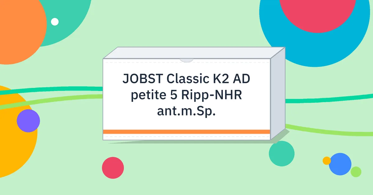 Symbolbild: Packung mit der Aufschrift JOBST Classic K2 AD petite 5 Ripp-NHR ant.m.Sp. (PZN 13060989) – Verfügbarkeit und Bezug in Apotheken in Frankfurt am Main