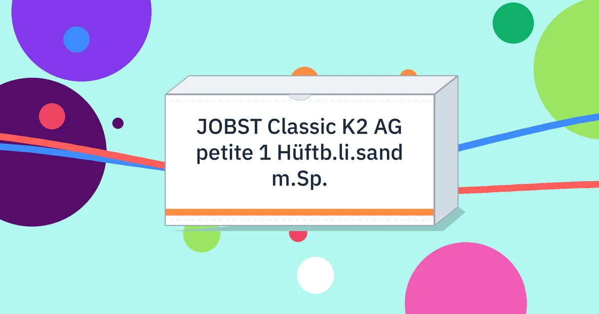 Symbolbild: Packung mit der Aufschrift JOBST Classic K2 AG petite 1 Hüftb.li.sand m.Sp. (PZN 13064272) – Verfügbarkeit und Bezug in Apotheken in Frankfurt am Main