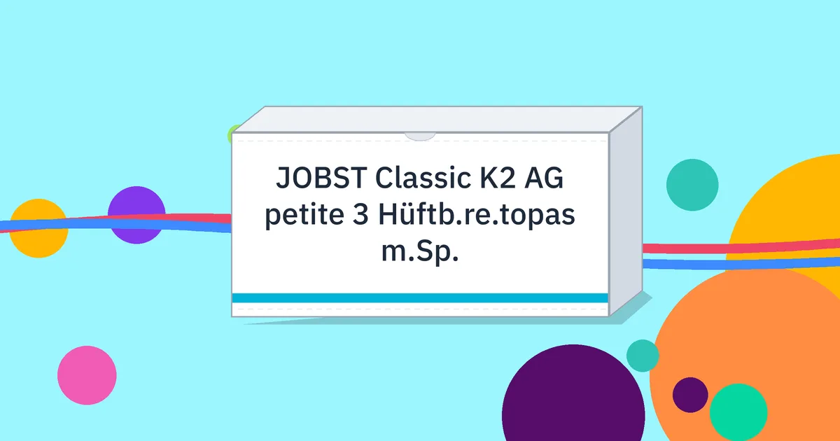 Symbolbild: Packung mit der Aufschrift JOBST Classic K2 AG petite 3 Hüftb.re.topas m.Sp. (PZN 13065596) – Verfügbarkeit und Bezug in Apotheken in Frankfurt am Main