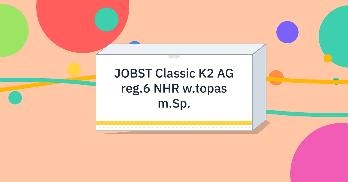 Symbolbild: Packung mit der Aufschrift JOBST Classic K2 AG reg.6 NHR w.topas m.Sp. (PZN 13063752) – Verfügbarkeit und Bezug in Apotheken in Frankfurt am Main