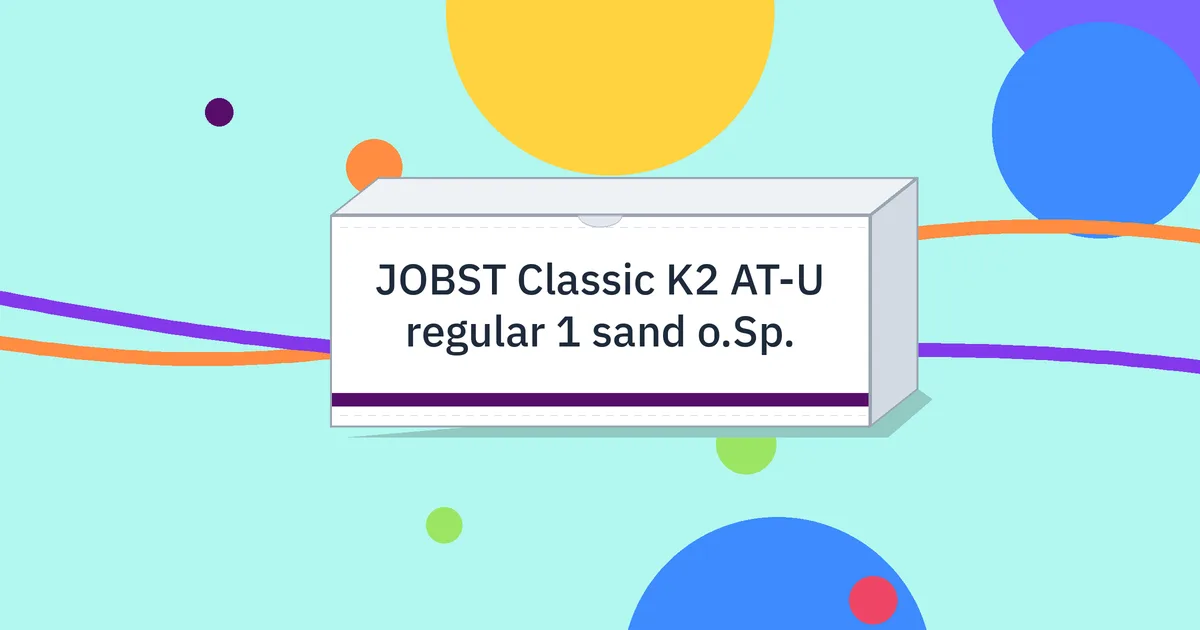 Symbolbild: Packung mit der Aufschrift JOBST Classic K2 AT-U regular 1 sand o.Sp. (PZN 13069571) – Verfügbarkeit und Bezug in Apotheken in Frankfurt am Main