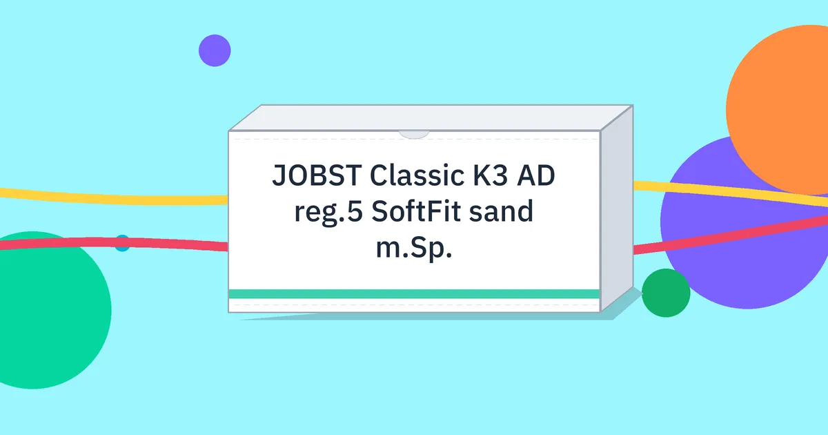 Symbolbild: Packung mit der Aufschrift JOBST Classic K3 AD reg.5 SoftFit sand m.Sp. (PZN 14223985) – Verfügbarkeit und Bezug in Apotheken in Frankfurt am Main