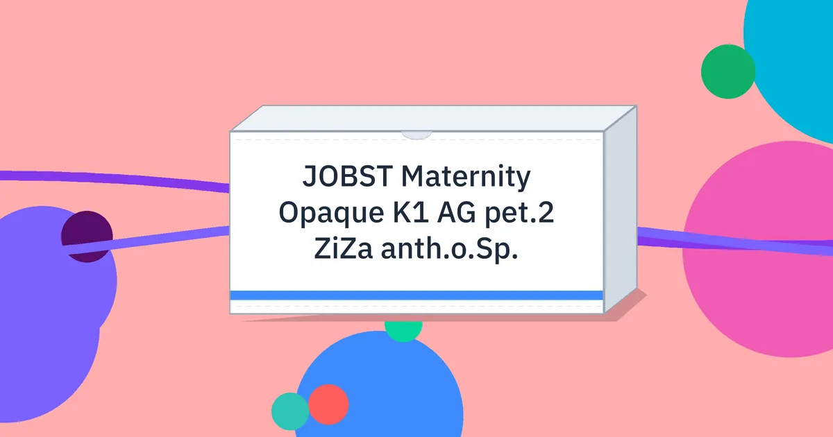 Symbolbild: Packung mit der Aufschrift JOBST Maternity Opaque K1 AG pet.2 ZiZa anth.o.Sp. (PZN 15854860) – Verfügbarkeit und Bezug in Apotheken in Frankfurt am Main