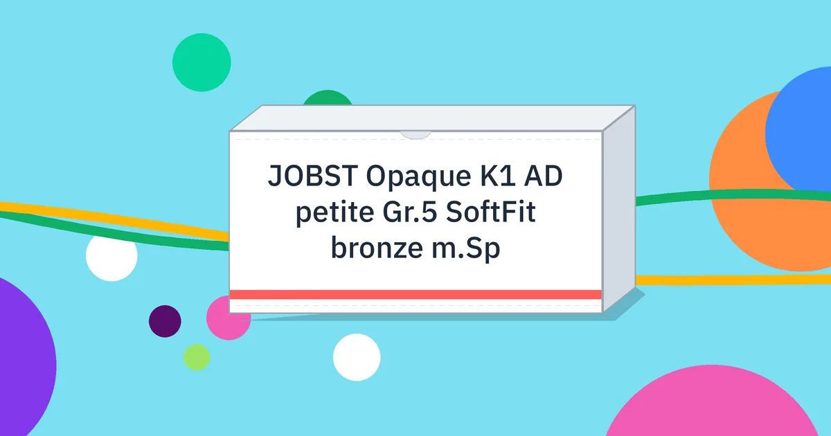 Symbolbild: Packung mit der Aufschrift JOBST Opaque K1 AD petite Gr.5 SoftFit bronze m.Sp (PZN 13079227) – Verfügbarkeit und Bezug in Apotheken in Frankfurt am Main