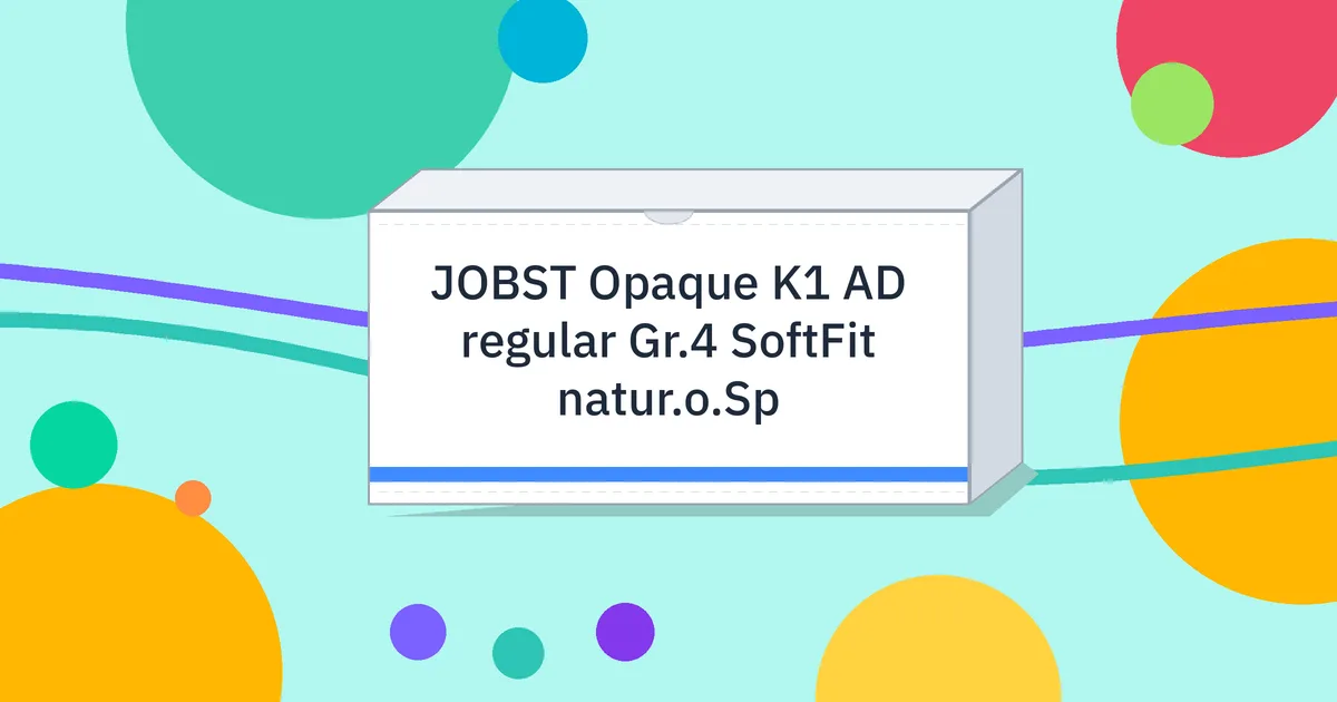Symbolbild: Packung mit der Aufschrift JOBST Opaque K1 AD regular Gr.4 SoftFit natur.o.Sp (PZN 13083080) – Verfügbarkeit und Bezug in Apotheken in Frankfurt am Main