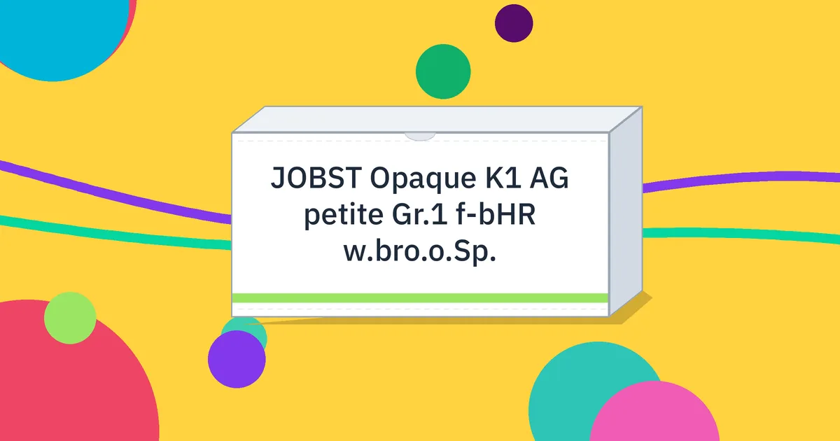 Symbolbild: Packung mit der Aufschrift JOBST Opaque K1 AG petite Gr.1 f-bHR w.bro.o.Sp. (PZN 13087600) – Verfügbarkeit und Bezug in Apotheken in Frankfurt am Main