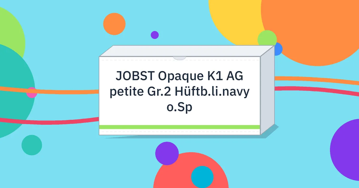 Symbolbild: Packung mit der Aufschrift JOBST Opaque K1 AG petite Gr.2 Hüftb.li.navy o.Sp (PZN 13097946) – Verfügbarkeit und Bezug in Apotheken in Frankfurt am Main