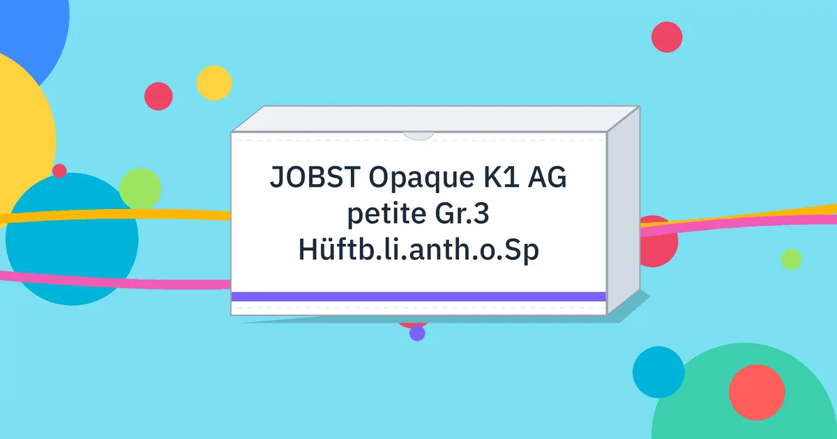 Symbolbild: Packung mit der Aufschrift JOBST Opaque K1 AG petite Gr.3 Hüftb.li.anth.o.Sp (PZN 16273007) – Verfügbarkeit und Bezug in Apotheken in Frankfurt am Main