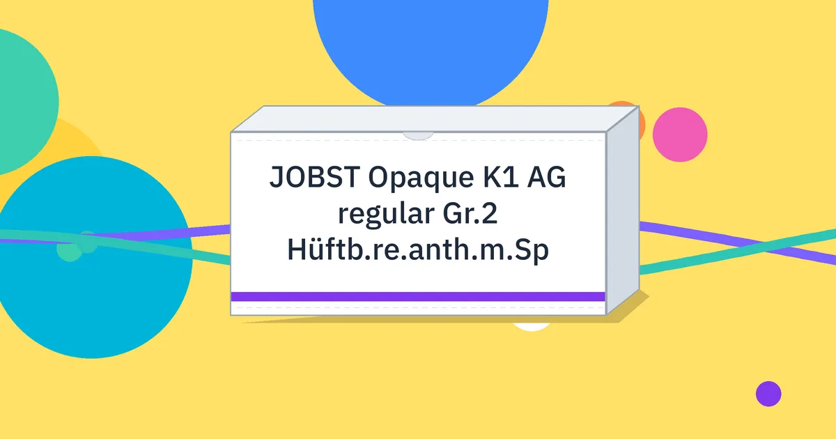 Symbolbild: Packung mit der Aufschrift JOBST Opaque K1 AG regular Gr.2 Hüftb.re.anth.m.Sp (PZN 16271936) – Verfügbarkeit und Bezug in Apotheken in Frankfurt am Main