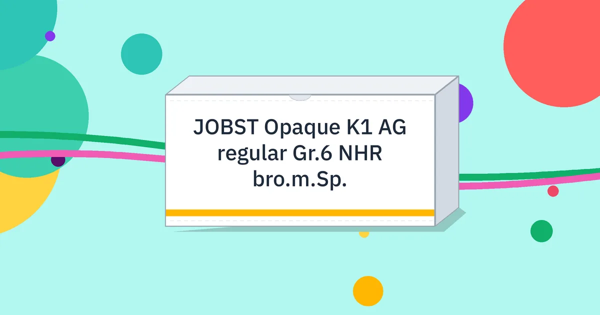 Symbolbild: Packung mit der Aufschrift JOBST Opaque K1 AG regular Gr.6 NHR bro.m.Sp. (PZN 13091317) – Verfügbarkeit und Bezug in Apotheken in Frankfurt am Main