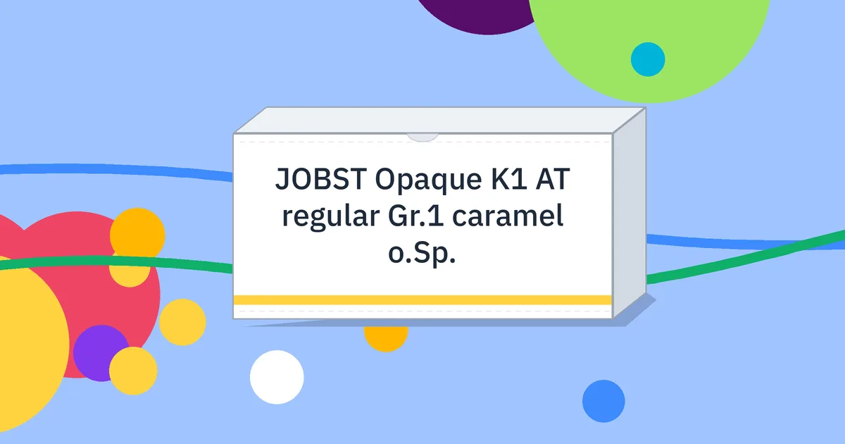 Symbolbild: Packung mit der Aufschrift JOBST Opaque K1 AT regular Gr.1 caramel o.Sp. (PZN 13107320) – Verfügbarkeit und Bezug in Apotheken in Frankfurt am Main