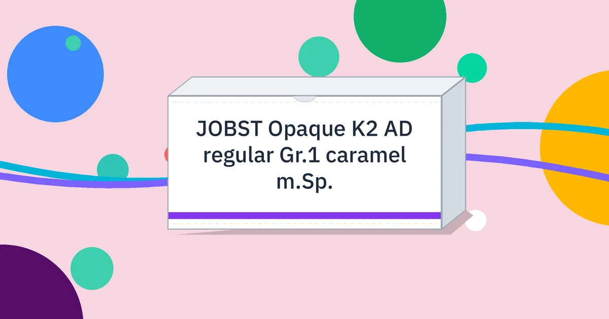 Symbolbild: Packung mit der Aufschrift JOBST Opaque K2 AD regular Gr.1 caramel m.Sp. (PZN 11251892) – Verfügbarkeit und Bezug in Apotheken in Frankfurt am Main