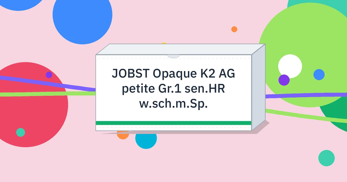 Symbolbild: Packung mit der Aufschrift JOBST Opaque K2 AG petite Gr.1 sen.HR w.sch.m.Sp. (PZN 11257009) – Verfügbarkeit und Bezug in Apotheken in Frankfurt am Main