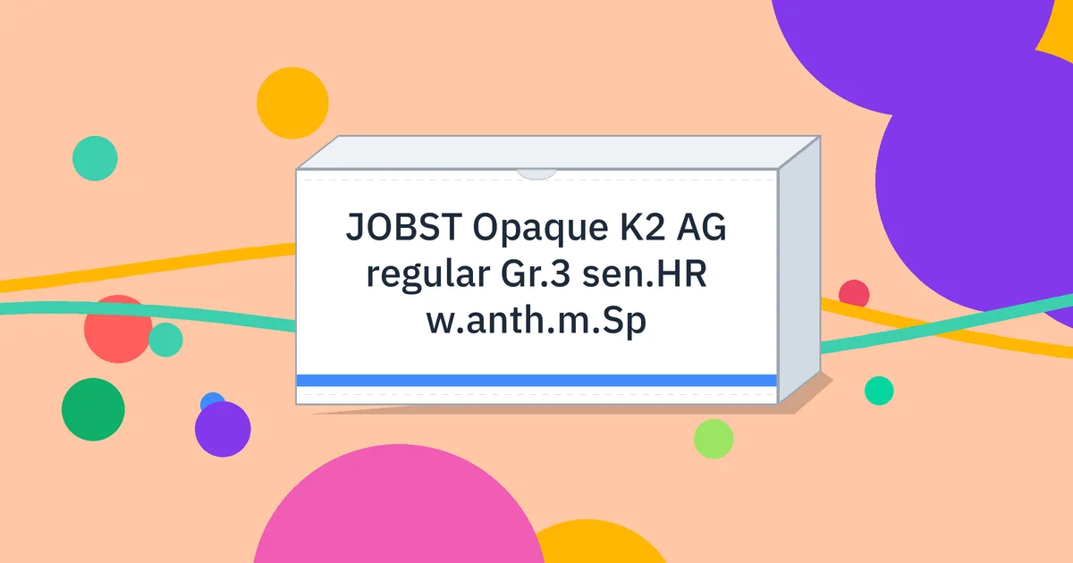 Symbolbild: Packung mit der Aufschrift JOBST Opaque K2 AG regular Gr.3 sen.HR w.anth.m.Sp (PZN 16279895) – Verfügbarkeit und Bezug in Apotheken in Frankfurt am Main