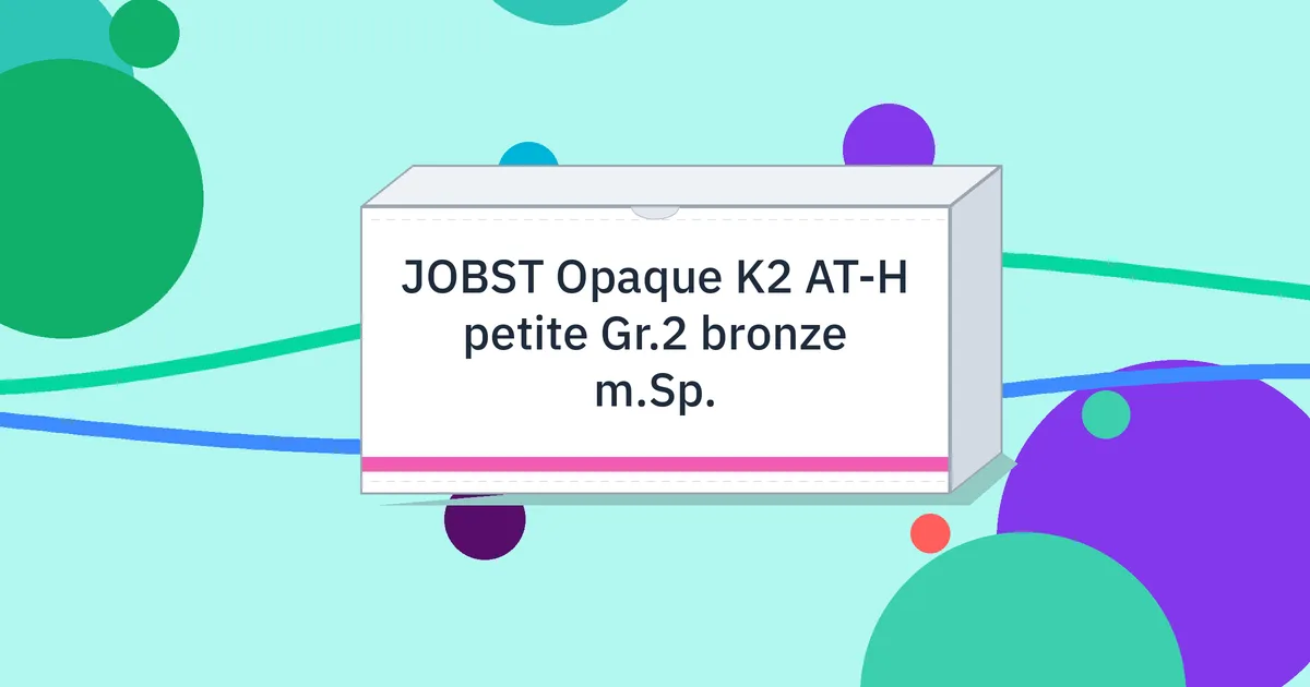 Symbolbild: Packung mit der Aufschrift JOBST Opaque K2 AT-H petite Gr.2 bronze m.Sp. (PZN 13117821) – Verfügbarkeit und Bezug in Apotheken in Frankfurt am Main
