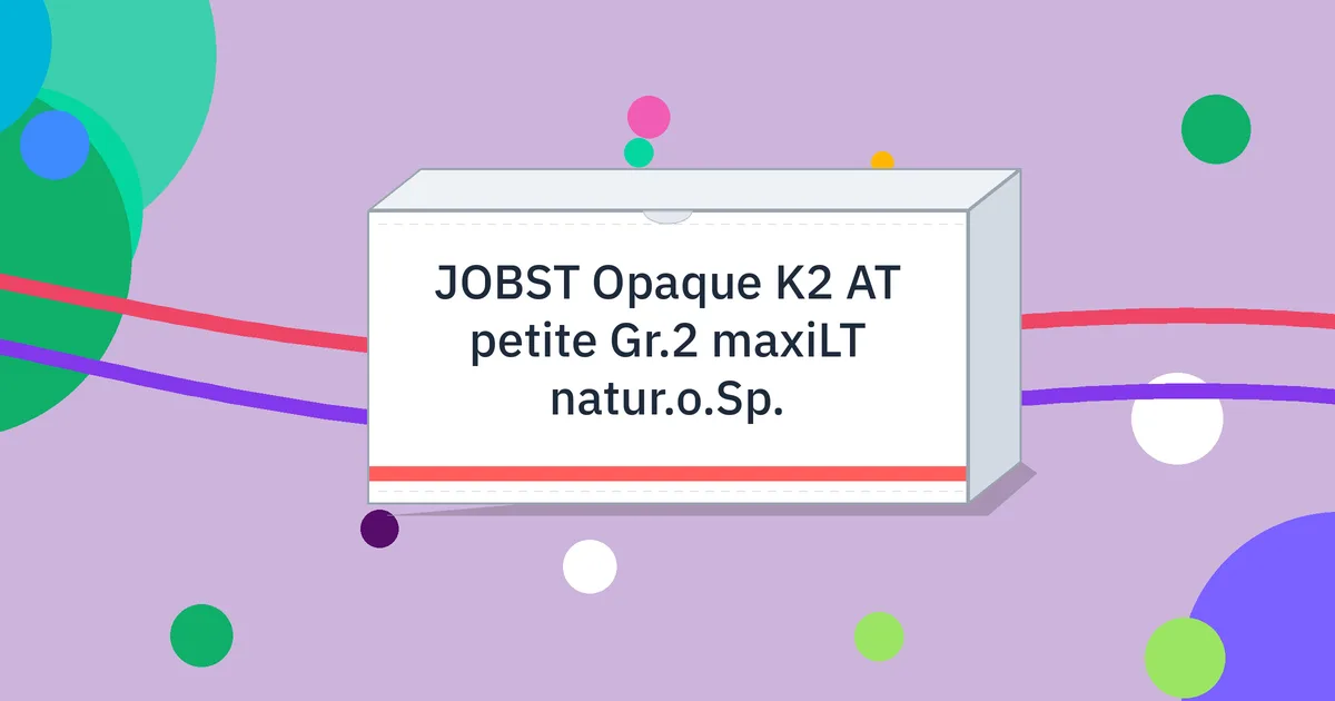 Symbolbild: Packung mit der Aufschrift JOBST Opaque K2 AT petite Gr.2 maxiLT natur.o.Sp. (PZN 13119211) – Verfügbarkeit und Bezug in Apotheken in Frankfurt am Main