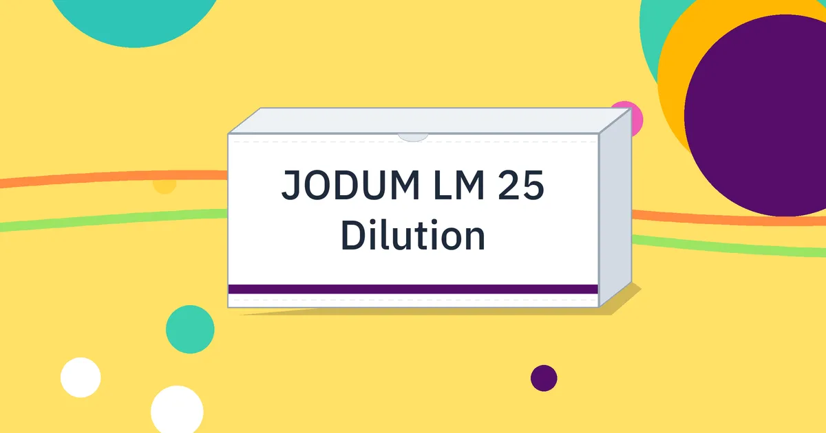 Symbolbild: Packung mit der Aufschrift JODUM LM 25 Dilution (PZN 12915839) – Verfügbarkeit und Bezug in Apotheken in Frankfurt am Main