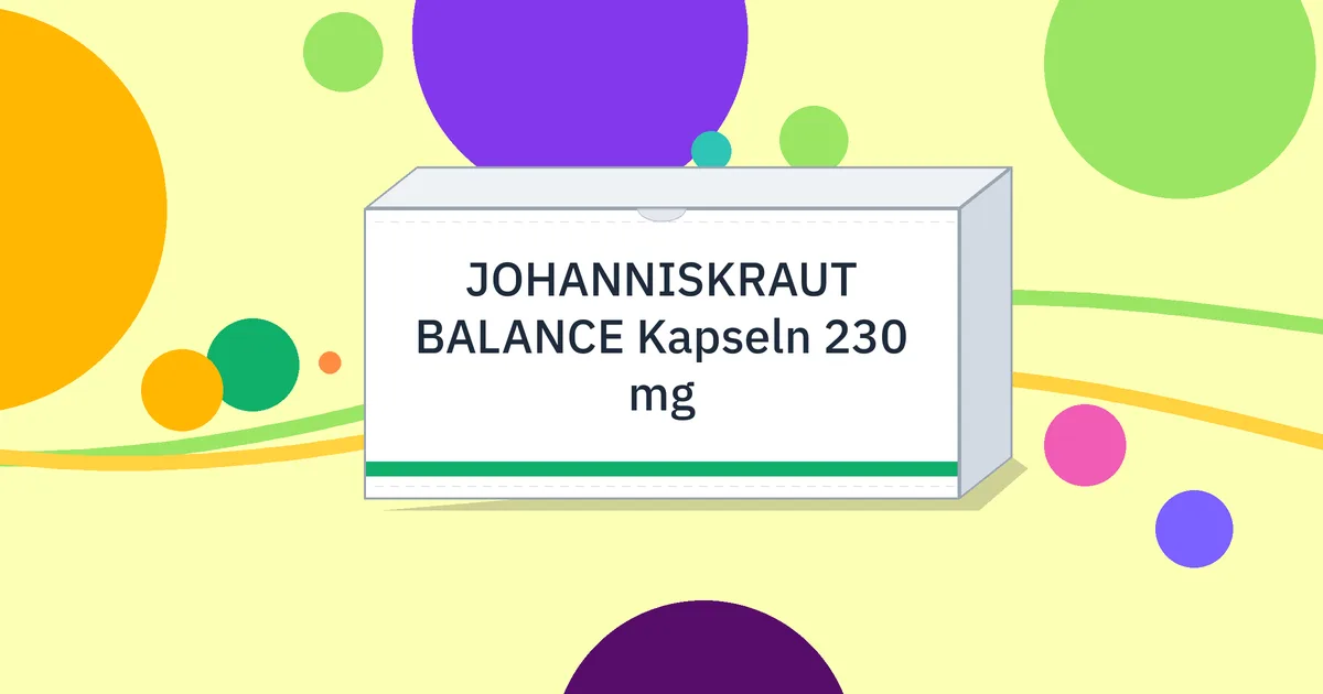 Symbolbild: Packung mit der Aufschrift JOHANNISKRAUT BALANCE Kapseln 230 mg (PZN 18181232) – Verfügbarkeit und Bezug in Apotheken in Frankfurt am Main