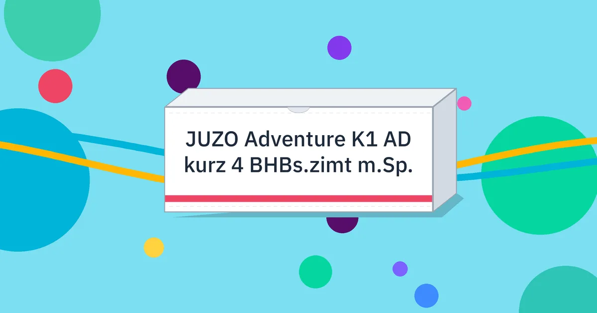 Symbolbild: Packung mit der Aufschrift JUZO Adventure K1 AD kurz 4 BHBs.zimt m.Sp. (PZN 16493418) – Verfügbarkeit und Bezug in Apotheken in Frankfurt am Main