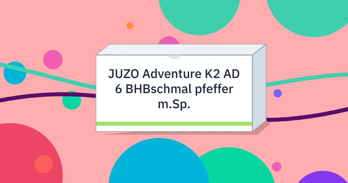 Symbolbild: Packung mit der Aufschrift JUZO Adventure K2 AD 6 BHBschmal pfeffer m.Sp. (PZN 15497064) – Verfügbarkeit und Bezug in Apotheken in Frankfurt am Main