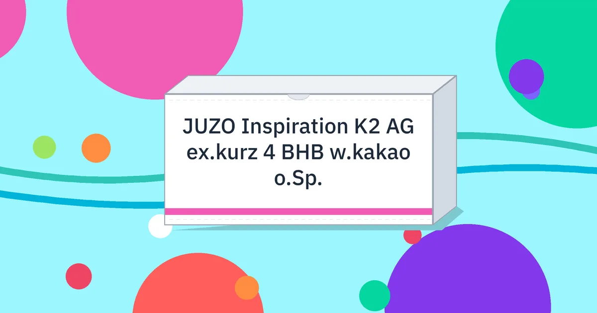 Symbolbild: Packung mit der Aufschrift JUZO Inspiration K2 AG ex.kurz 4 BHB w.kakao o.Sp. (PZN 14852304) – Verfügbarkeit und Bezug in Apotheken in Frankfurt am Main