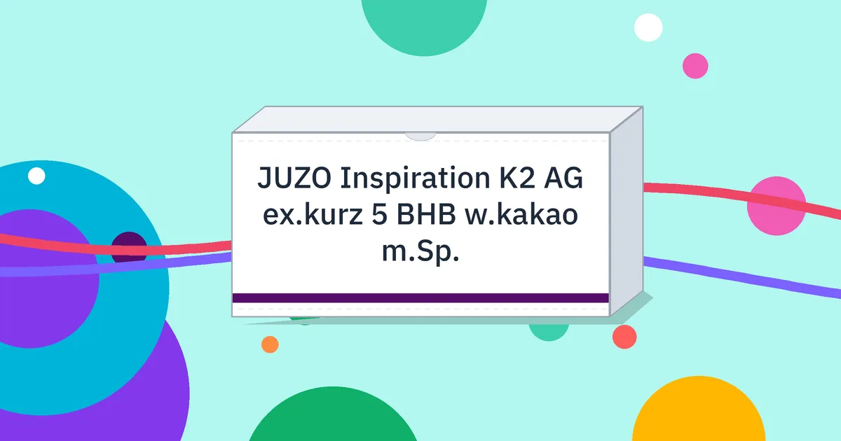 Symbolbild: Packung mit der Aufschrift JUZO Inspiration K2 AG ex.kurz 5 BHB w.kakao m.Sp. (PZN 14851658) – Verfügbarkeit und Bezug in Apotheken in Frankfurt am Main