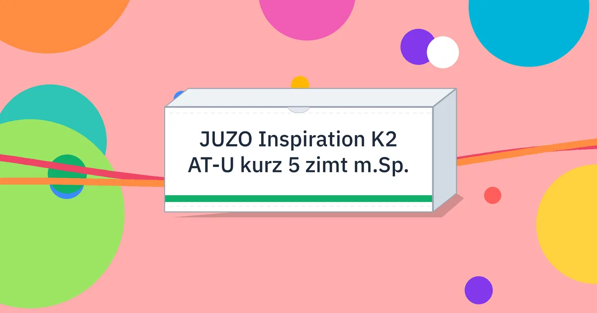 Symbolbild: Packung mit der Aufschrift JUZO Inspiration K2 AT-U kurz 5 zimt m.Sp. (PZN 14929478) – Verfügbarkeit und Bezug in Apotheken in Frankfurt am Main