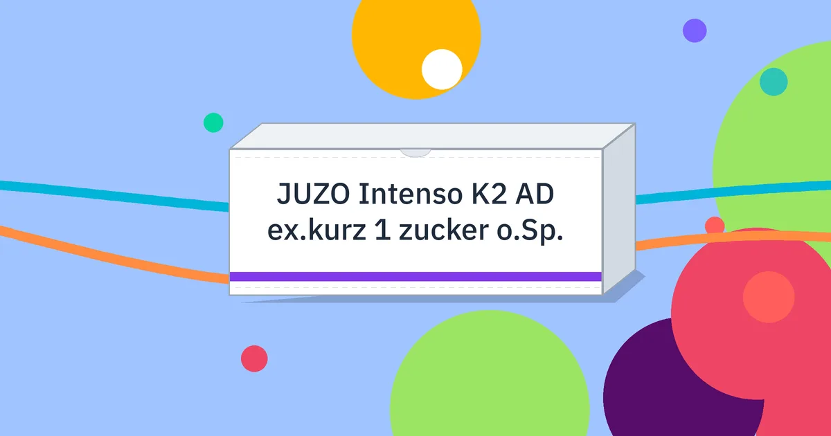 Symbolbild: Packung mit der Aufschrift JUZO Intenso K2 AD ex.kurz 1 zucker o.Sp. (PZN 18618344) – Verfügbarkeit und Bezug in Apotheken in Frankfurt am Main