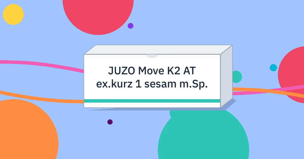 Symbolbild: Packung mit der Aufschrift JUZO Move K2 AT ex.kurz 1 sesam m.Sp. (PZN 20670731) – Verfügbarkeit und Bezug in Apotheken in Frankfurt am Main