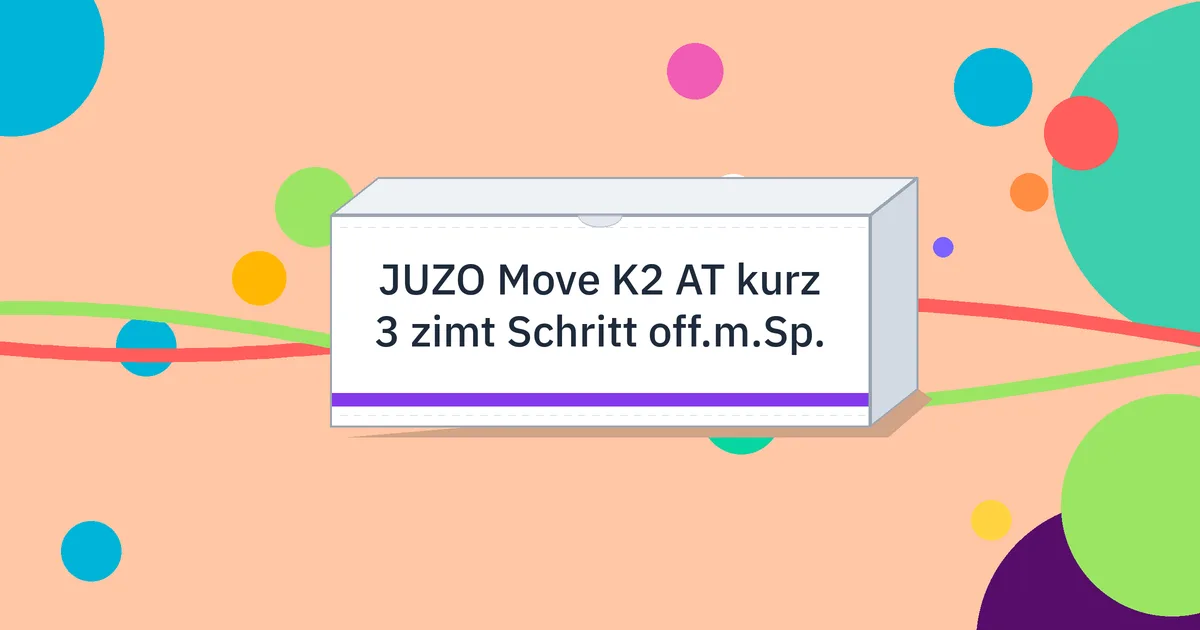 Symbolbild: Packung mit der Aufschrift JUZO Move K2 AT kurz 3 zimt Schritt off.m.Sp. (PZN 20674278) – Verfügbarkeit und Bezug in Apotheken in Frankfurt am Main
