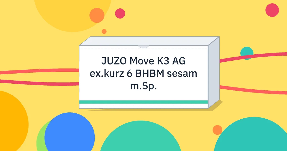 Symbolbild: Packung mit der Aufschrift JUZO Move K3 AG ex.kurz 6 BHBM sesam m.Sp. (PZN 18584094) – Verfügbarkeit und Bezug in Apotheken in Frankfurt am Main