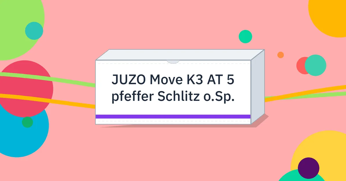 Symbolbild: Packung mit der Aufschrift JUZO Move K3 AT 5 pfeffer Schlitz o.Sp. (PZN 20679382) – Verfügbarkeit und Bezug in Apotheken in Frankfurt am Main
