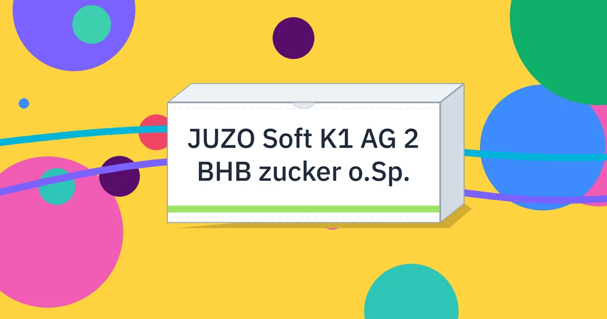 Symbolbild: Packung mit der Aufschrift JUZO Soft K1 AG 2 BHB zucker o.Sp. (PZN 14821261) – Verfügbarkeit und Bezug in Apotheken in Frankfurt am Main