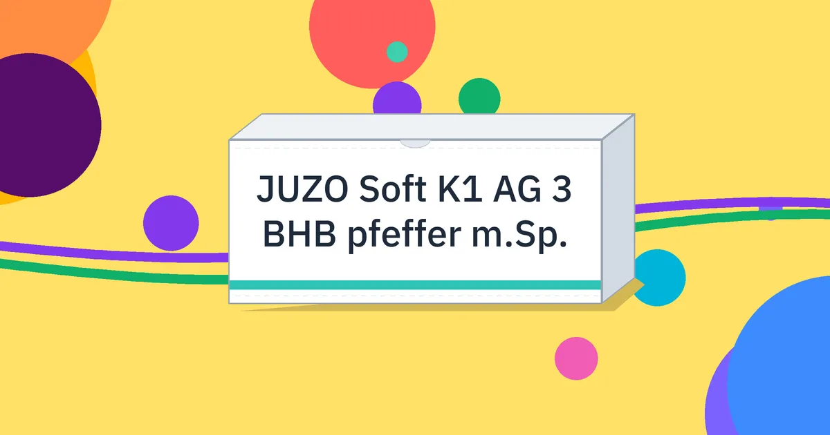 Symbolbild: Packung mit der Aufschrift JUZO Soft K1 AG 3 BHB pfeffer m.Sp. (PZN 14820681) – Verfügbarkeit und Bezug in Apotheken in Frankfurt am Main