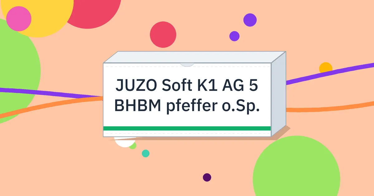 Symbolbild: Packung mit der Aufschrift JUZO Soft K1 AG 5 BHBM pfeffer o.Sp. (PZN 14856845) – Verfügbarkeit und Bezug in Apotheken in Frankfurt am Main