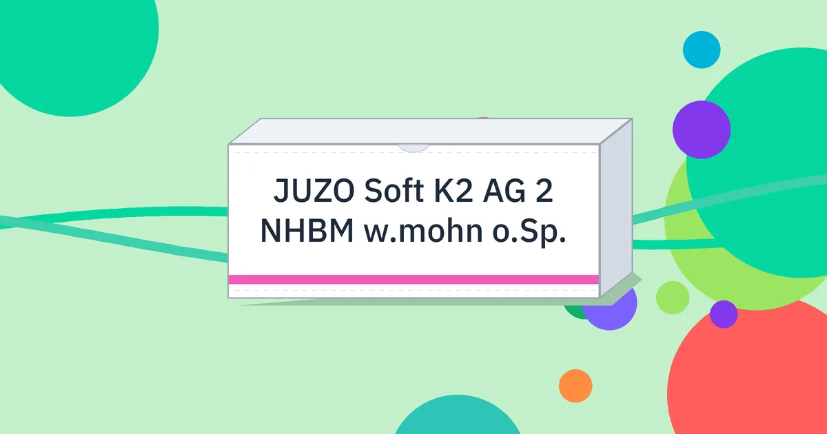 Symbolbild: Packung mit der Aufschrift JUZO Soft K2 AG 2 NHBM w.mohn o.Sp. (PZN 14997155) – Verfügbarkeit und Bezug in Apotheken in Frankfurt am Main