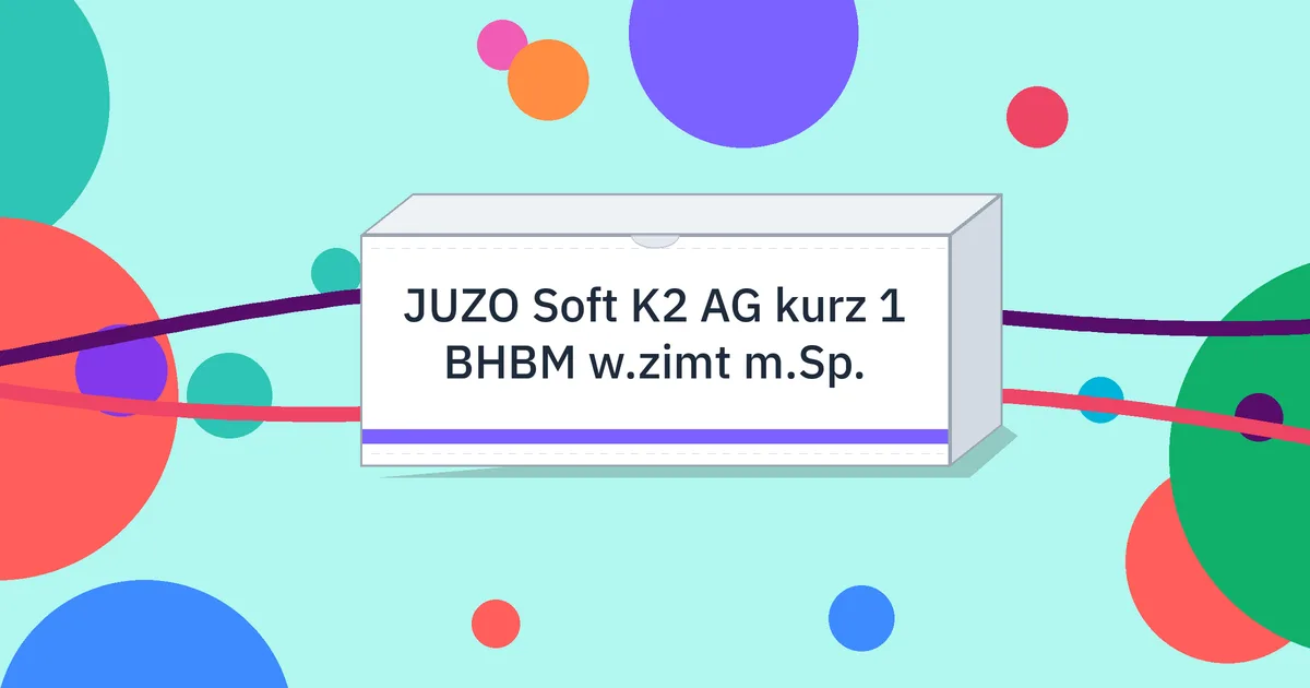 Symbolbild: Packung mit der Aufschrift JUZO Soft K2 AG kurz 1 BHBM w.zimt m.Sp. (PZN 14867381) – Verfügbarkeit und Bezug in Apotheken in Frankfurt am Main