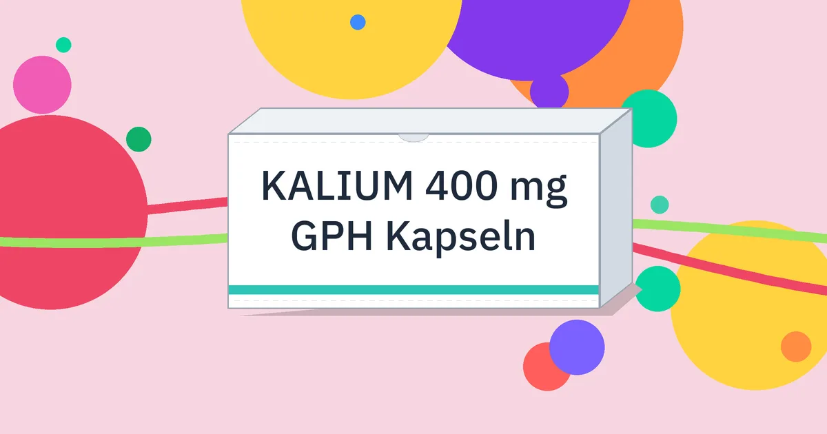 Symbolbild: Packung mit der Aufschrift KALIUM 400 mg GPH Kapseln (PZN 09379886) – Verfügbarkeit und Bezug in Apotheken in Frankfurt am Main