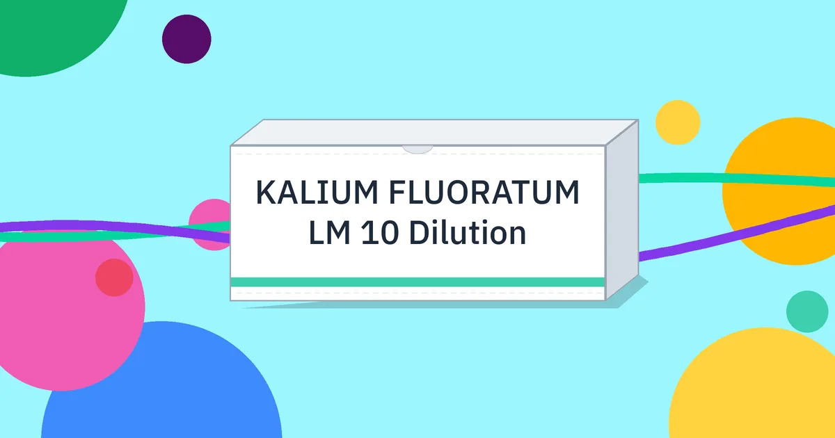 Symbolbild: Packung mit der Aufschrift KALIUM FLUORATUM LM 10 Dilution (PZN 12921484) – Verfügbarkeit und Bezug in Apotheken in Frankfurt am Main
